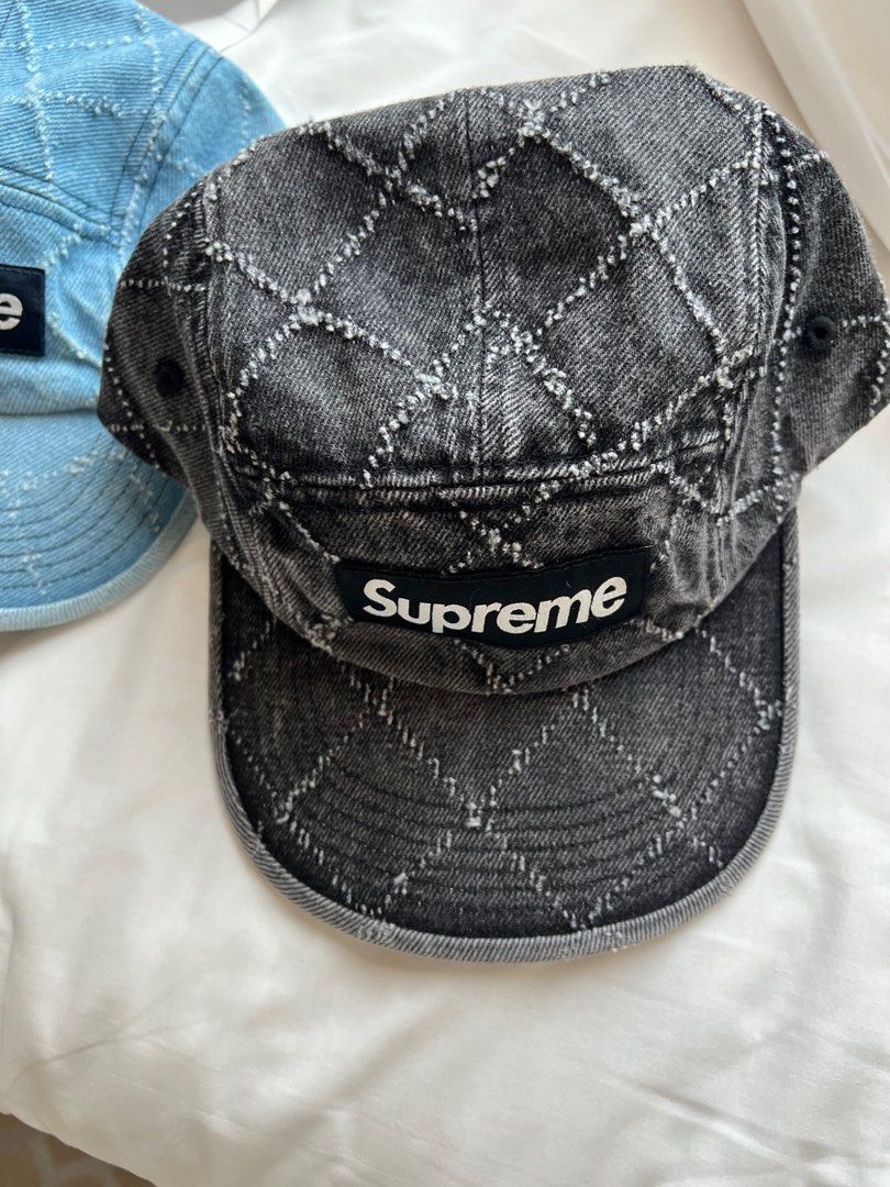 Supreme punched denim camp cap wash indigo FW23 black and blue, Men's ...