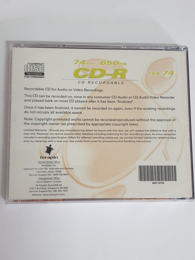 Terapin cd-r Audio 74 minutes, Computers & Tech, Parts & Accessories ...
