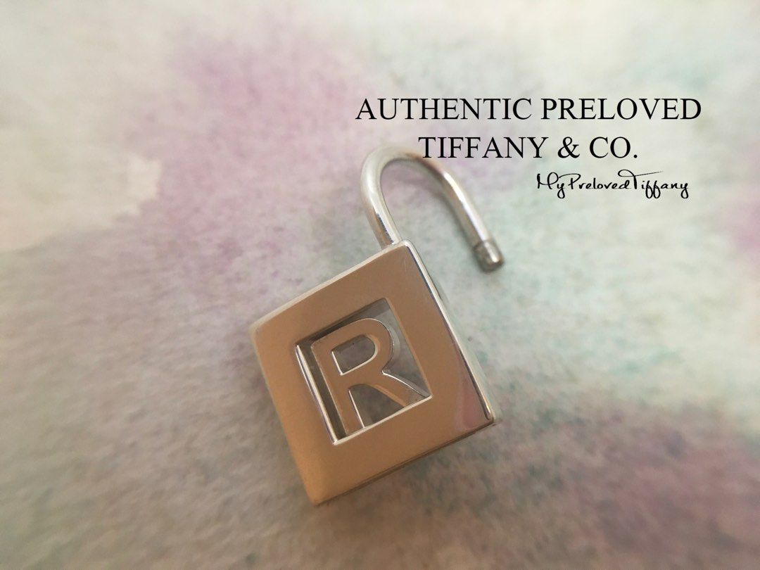 Authentic Excellent Tiffany & Co. Alphabet Letter R Lock Padlock Charm ...