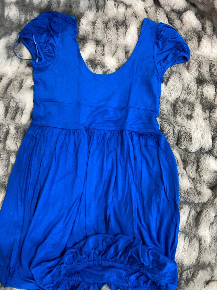 [TOPSHOP] royal blue poofy top, Women's Fashion, Tops, Blouses on Carousell