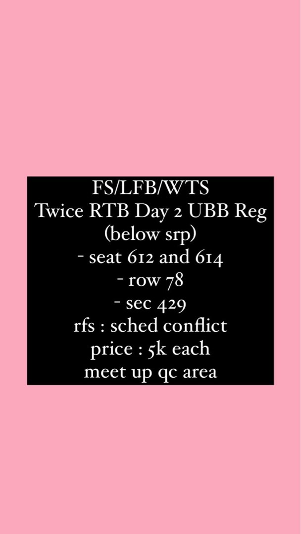 Twice RTB Day 2 UBB Reg, Tickets & Vouchers, Event Tickets on Carousell