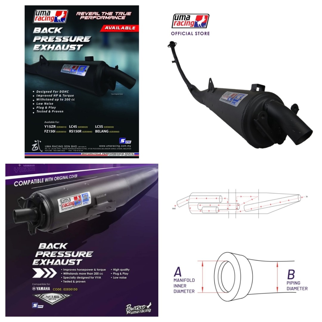 Uma Racing Back Pressure Exhaust SNIPER155 SNIPER V3 Y16 / SNIPER150 ...