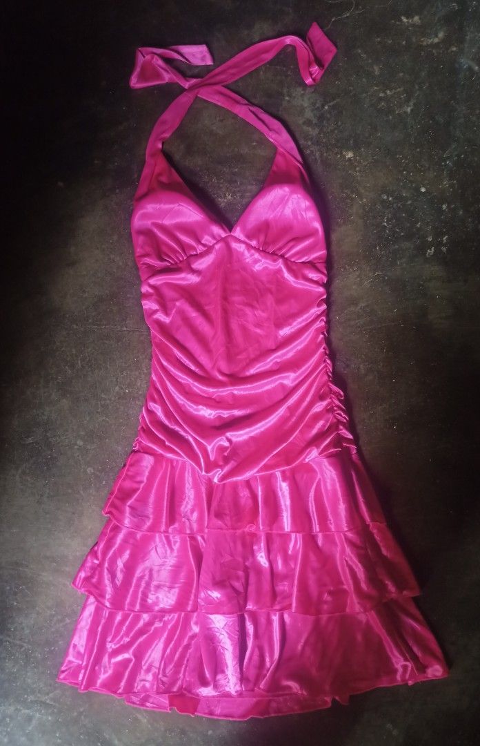 2000s/Y2K Vintage Ruby Rox Pink Silk Halter Dress, Women's Fashion ...