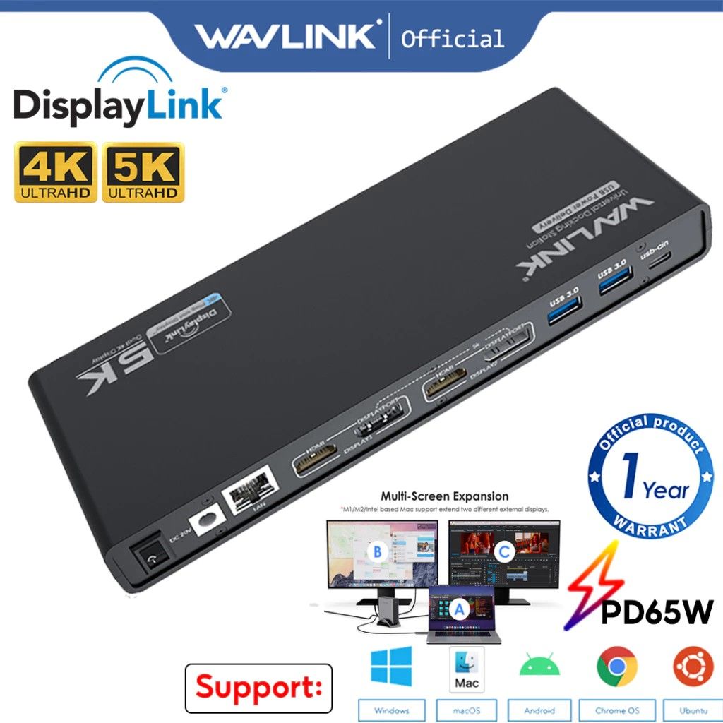 Wavlink 65w USBC dual 4k Display Link docking station with Box ...