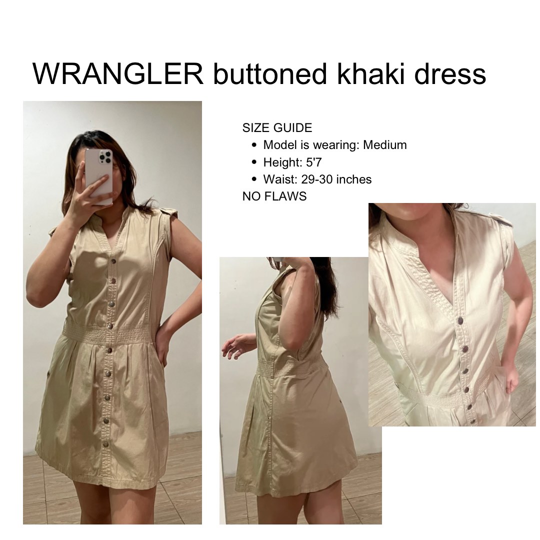 WRANGLER khaki/cream dress, Women's Fashion, Dresses & Sets, Dresses on ...