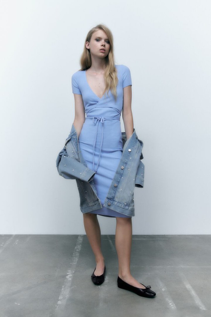 ZARA Ribbed Knit Midi Dress, Women's Fashion, Dresses & Sets, Dresses ...