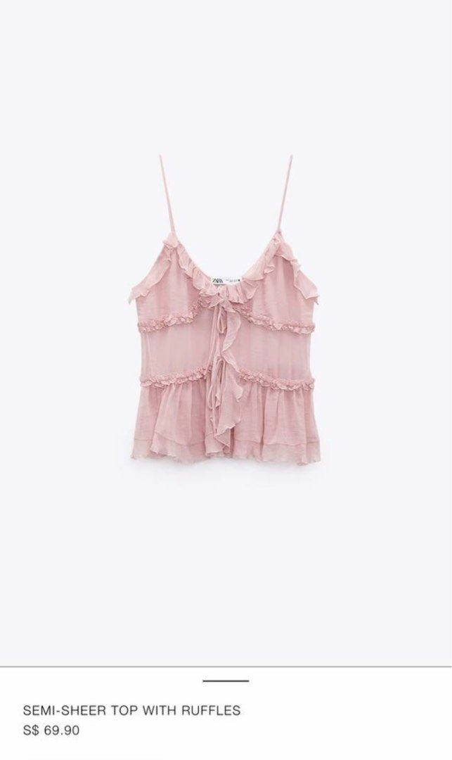 Zara Ruffle Top, Women's Fashion, Tops, Sleeveless on Carousell