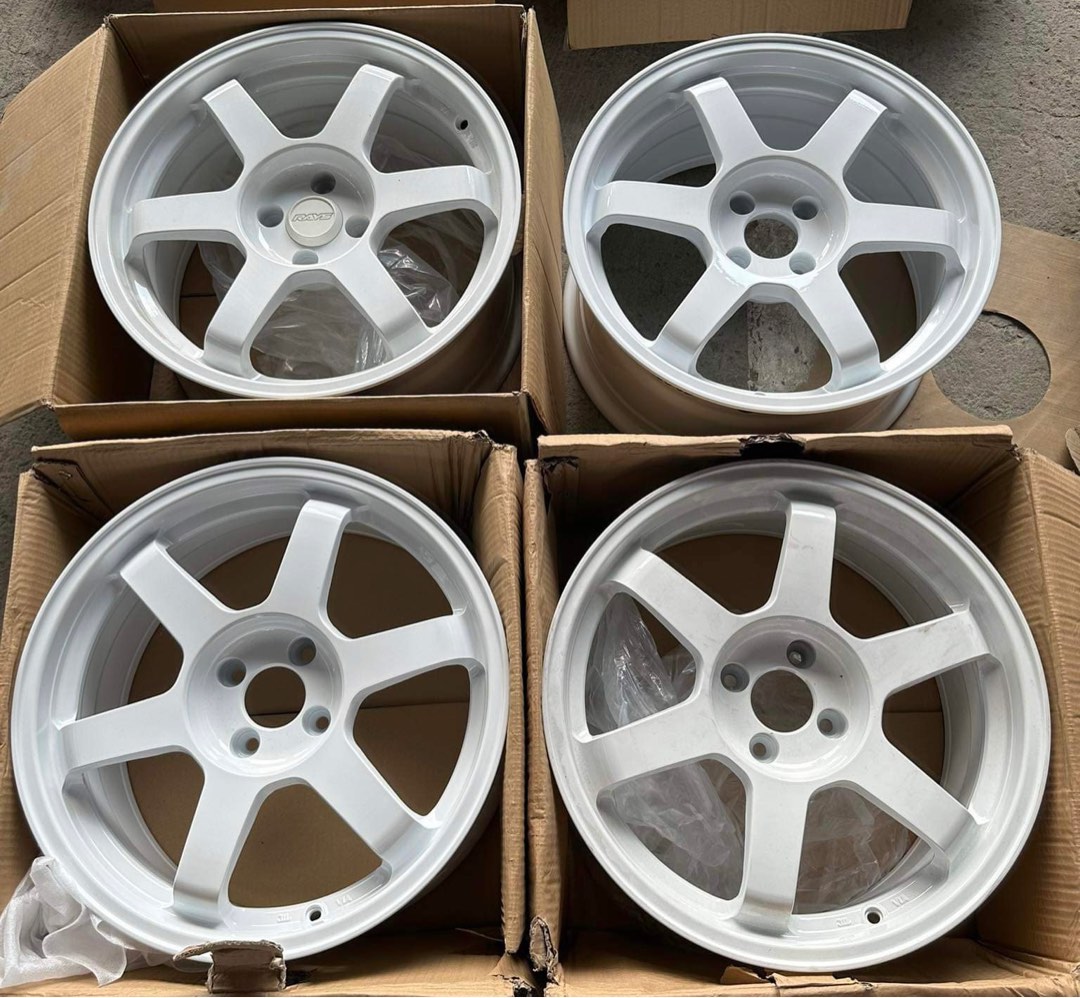 17” TE37 White code 6082 Magwheels 4Holes pcd 100 Brandnew, Car Parts ...