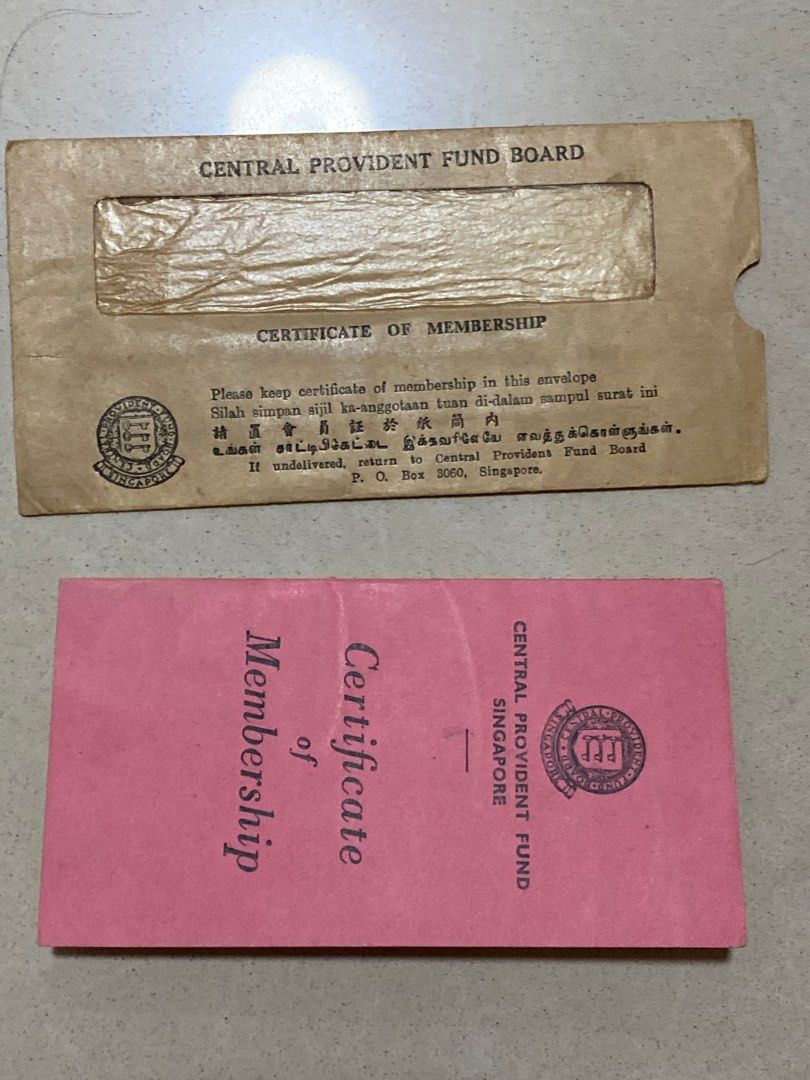 1964 Singpore CPF Certificate of Membership, Hobbies & Toys ...