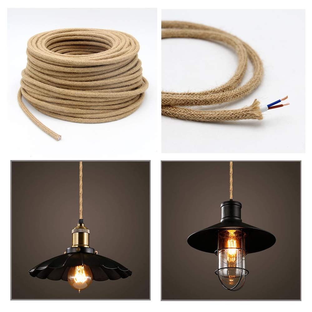 2 Core Vintage Electrical Wire Hemp Rope Wire Twisted Cable Braided ...