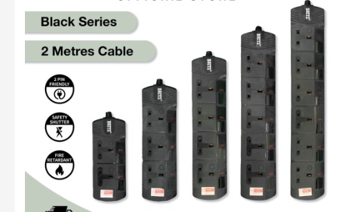 2M Extension Socket Cord Overload Protection , Safety Mark , 2 Pin ...