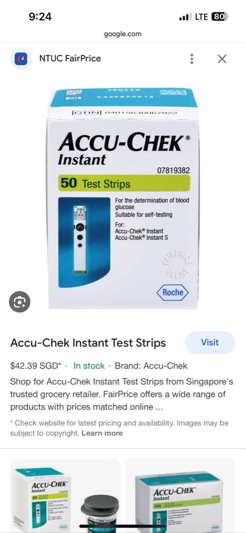 *Updated* Accu Check Instant Test Strip (50 test strips), Health ...