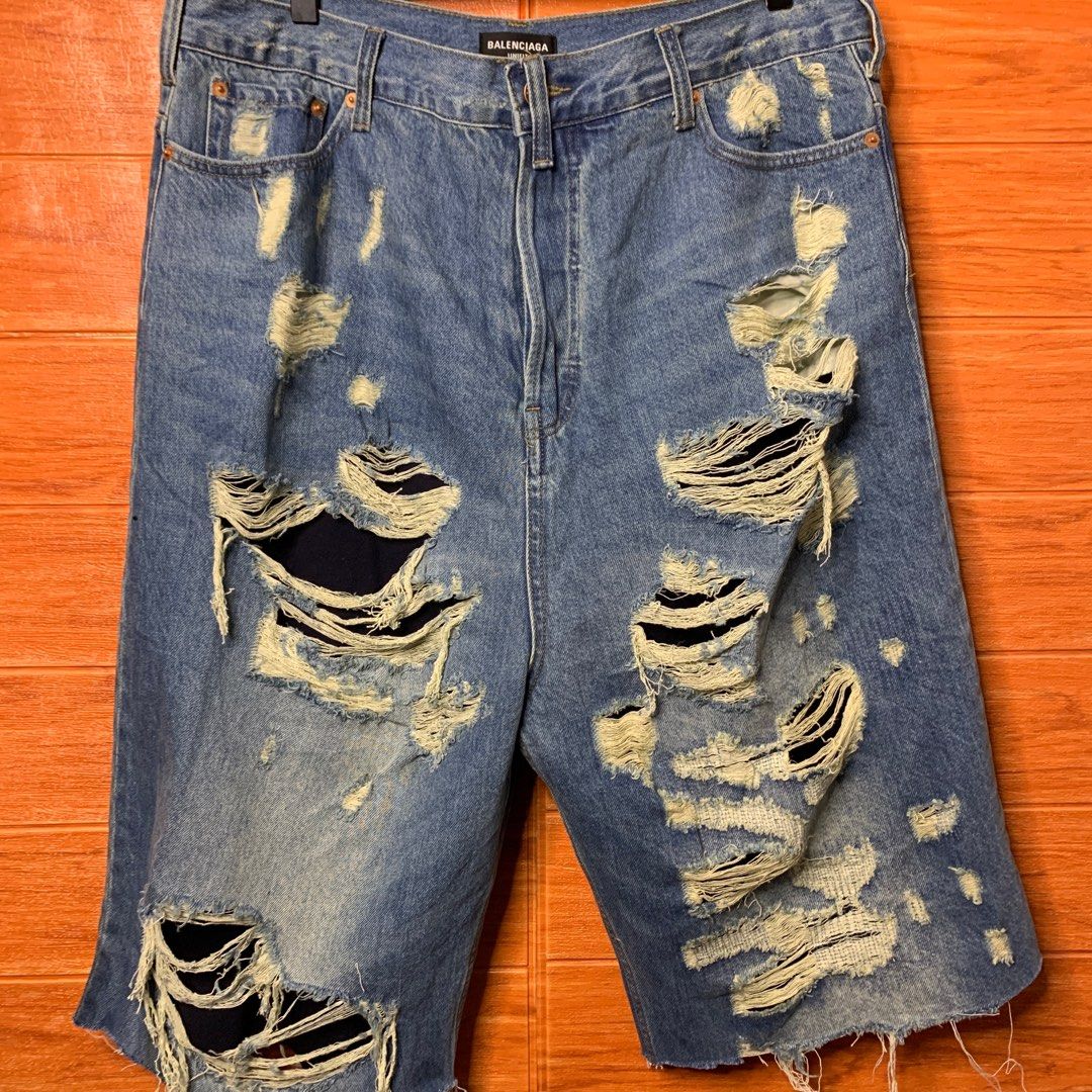 Balenciaga Tattered Jorts, Men's Fashion, Bottoms, Shorts on Carousell
