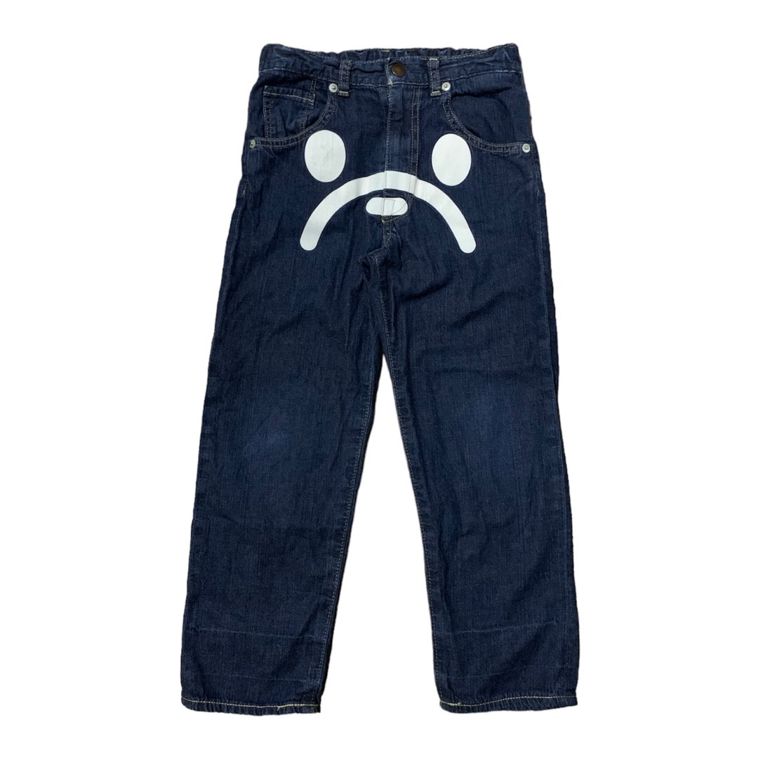 Bape Sad Face Pants, Men's Fashion, Bottoms, Jeans on Carousell