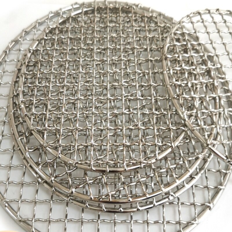 BBQ Net Stainless Steel Round Grill Mesh Roast Nets Bacon Grill Tool ...