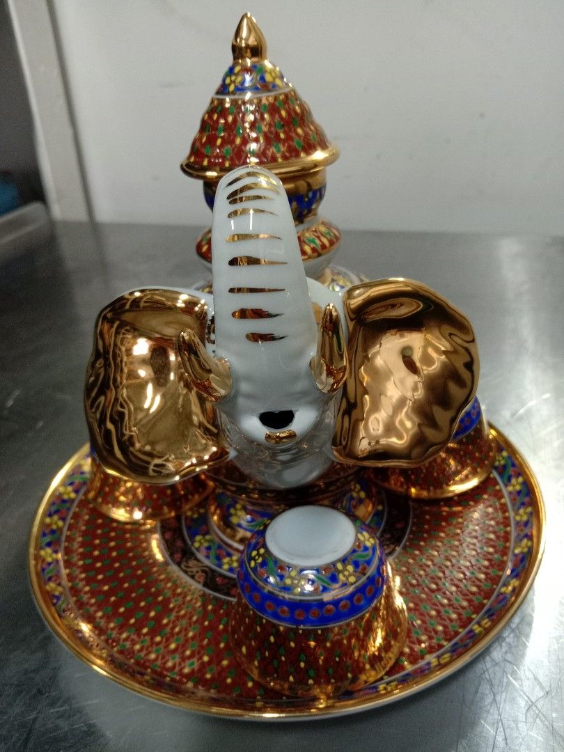 Benjarong elephant tea set, Furniture & Home Living, Kitchenware ...