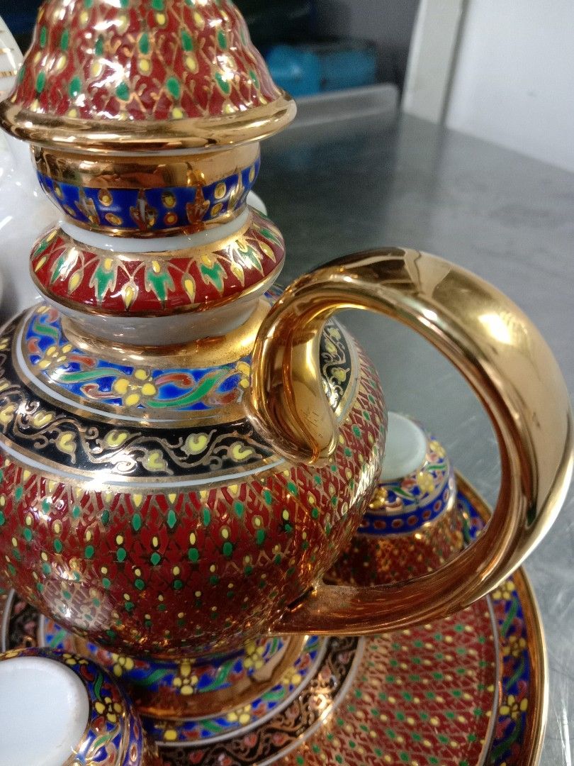 Benjarong elephant tea set, Furniture & Home Living, Kitchenware ...