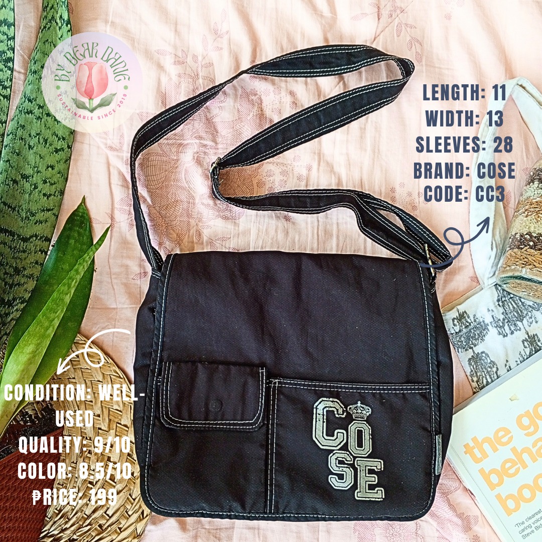 Black Original Vintage Cose Sling Bag with 1 Compartment and 6 Packets ...