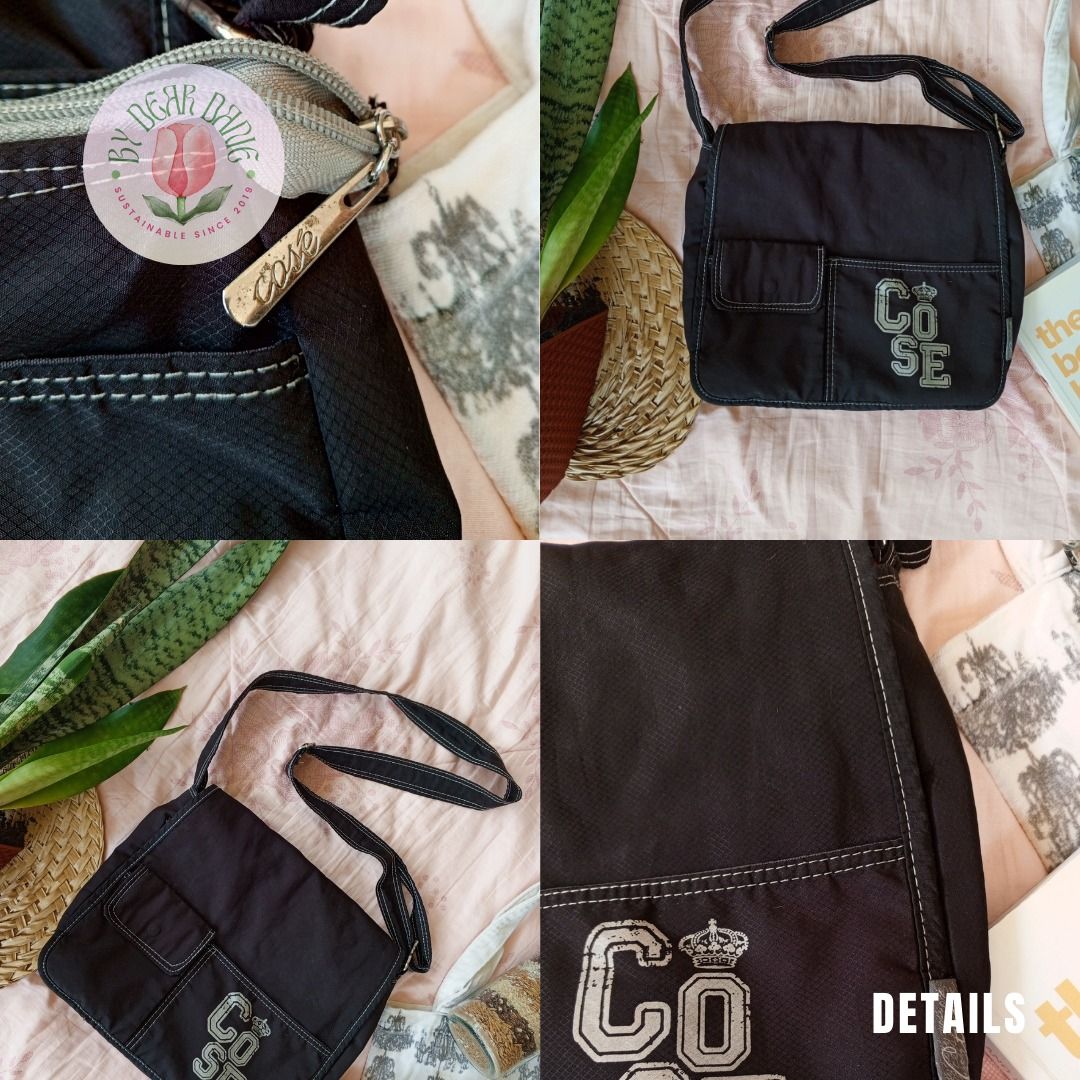 Black Original Vintage Cose Sling Bag with 1 Compartment and 6 Packets ...