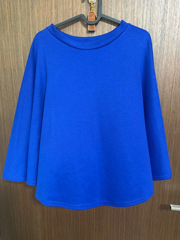 Blue Bat Wing Top, Women's Fashion, Tops, Blouses on Carousell