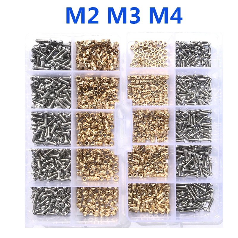 Brass Insert Nut and Screw Assortment Kit 260-500pcs M2 M3 M4 Hot Melt ...