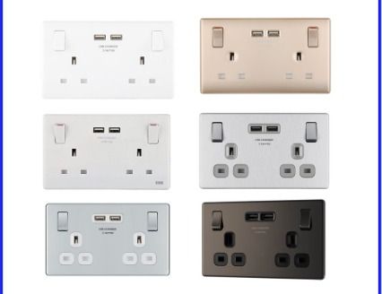 British General BG SlimLine 13A Electrical Double Switch Power Socket ...