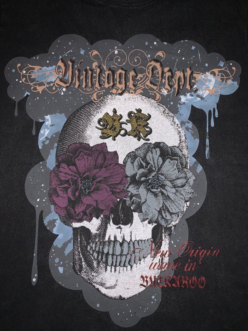 Buckaroo Wings Vintage Dept Skull Grunge AOP, Men's Fashion, Tops ...