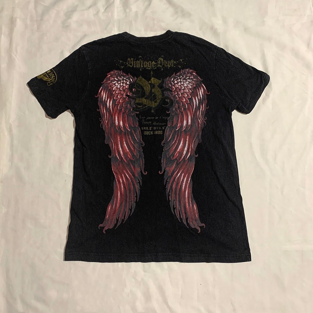 Buckaroo Wings Vintage Dept Skull Grunge AOP, Men's Fashion, Tops ...