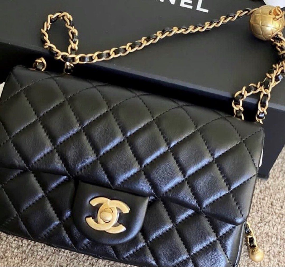 Chanel 23k pearl crush mini rectangle, Luxury, Bags & Wallets on Carousell