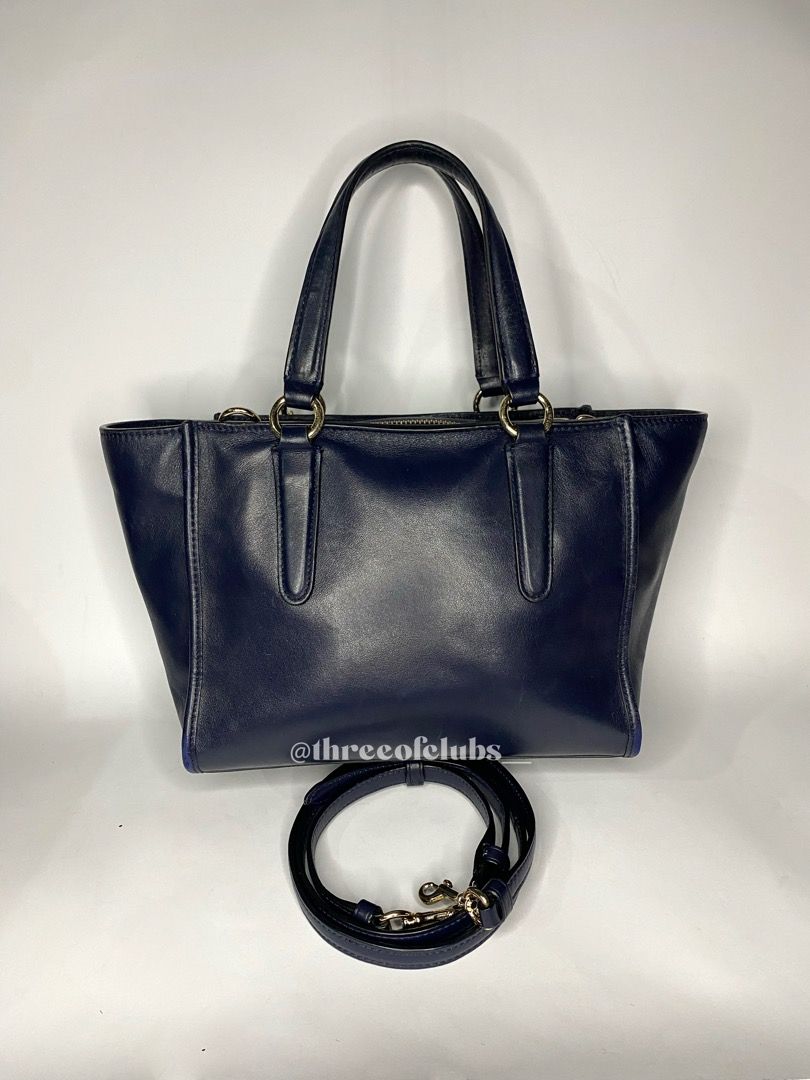 Coach Mini Carryall Navy Blue Leather Two Way Shoulder Bag, Luxury ...