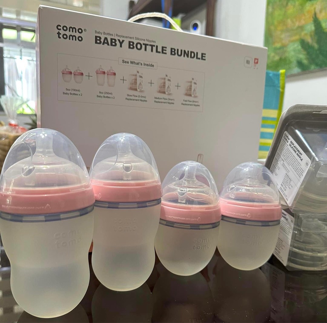 Comotomo baby bottle set(pink), Babies & Kids, Nursing & Feeding ...