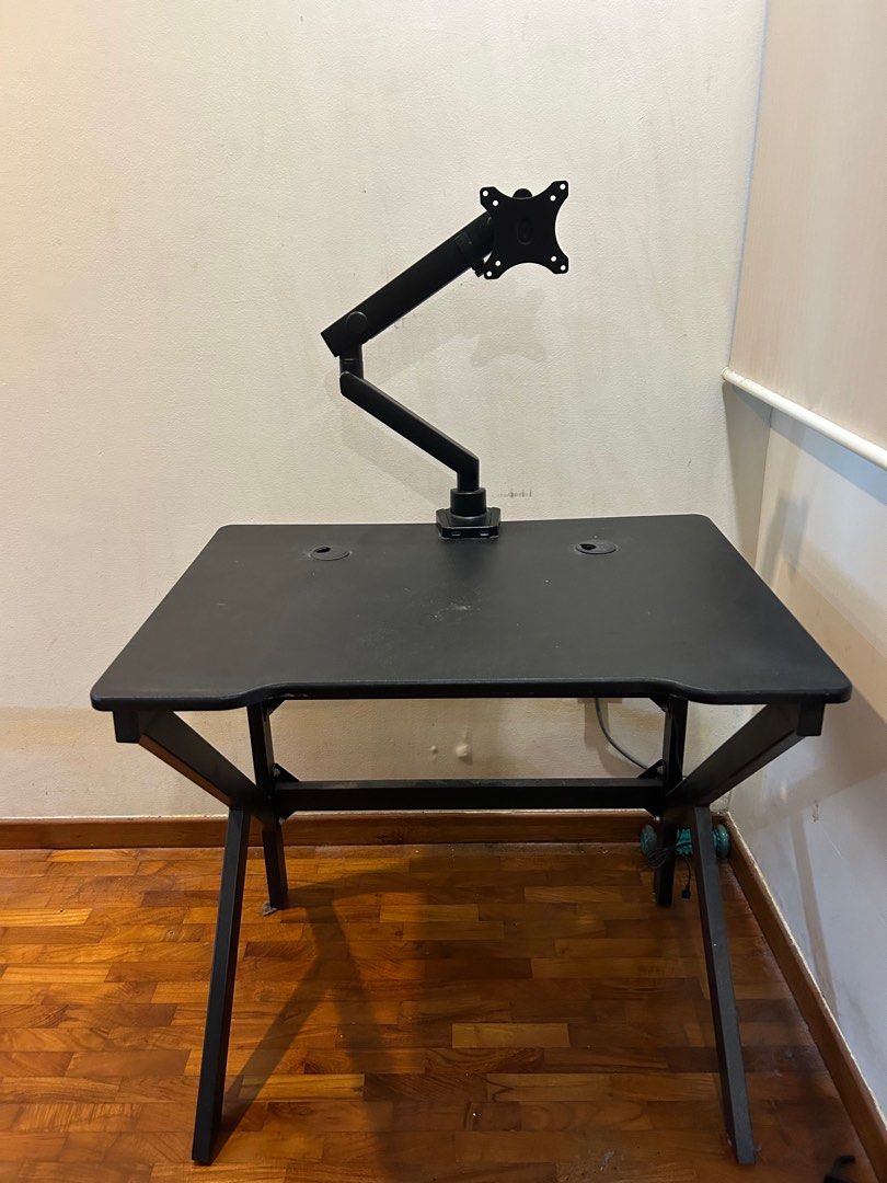 Computer gaming table with monitor arm attached, Furniture & Home ...