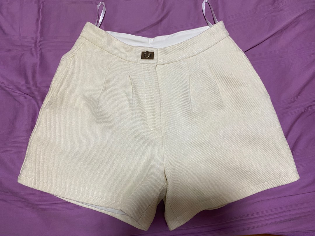 Cream shorts with Madamoiselle lock from Italy, Women's Fashion ...