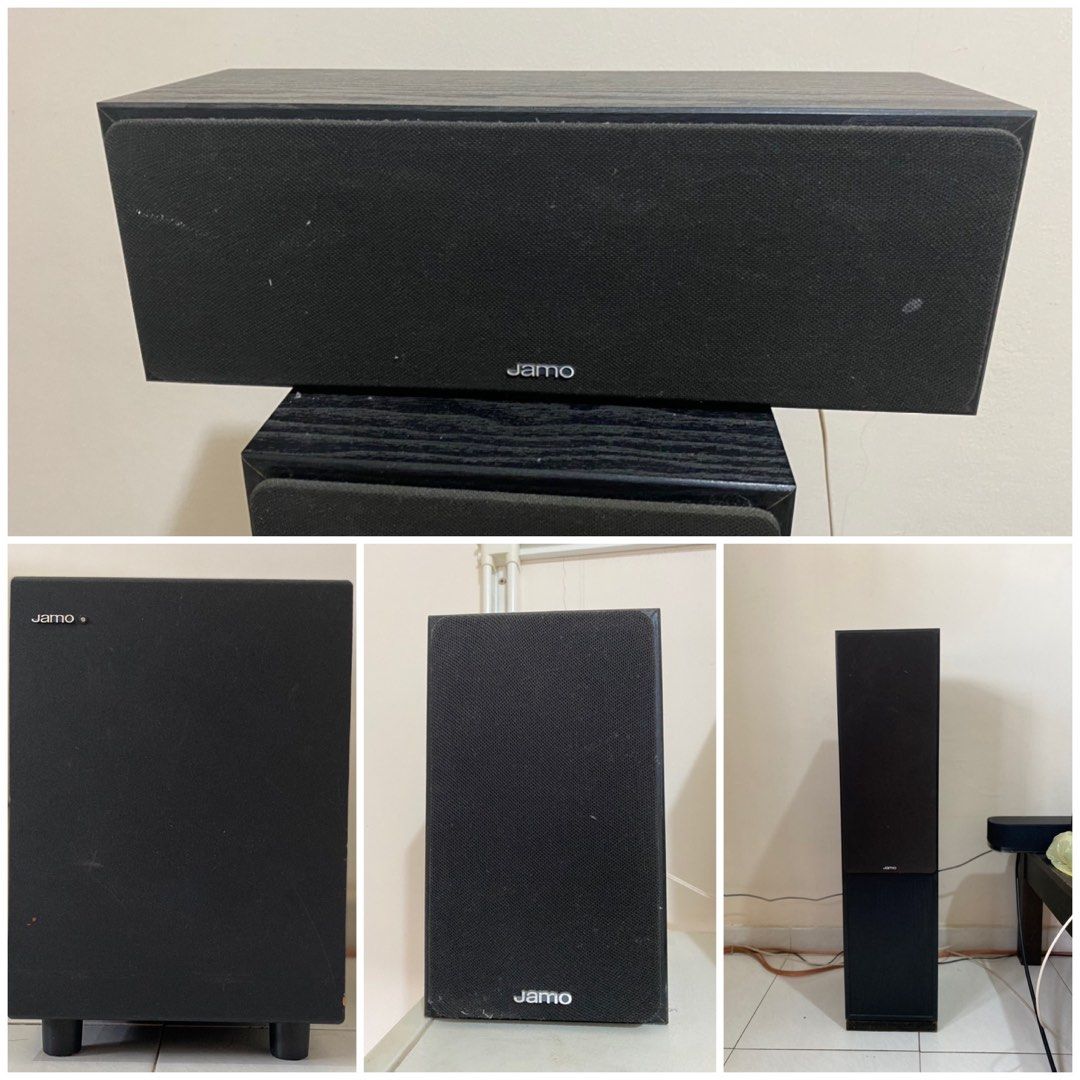 Denon AVR-X2300W with 5.1 Jamo speaker and 2x wharfedale bookshelf speaker with stand, Audio ...