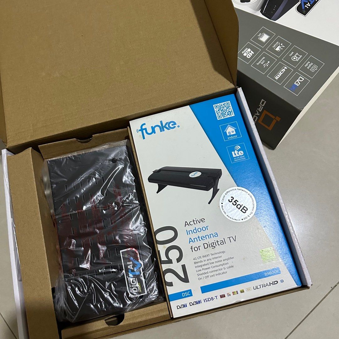 Draco Digital Full HD DVB-T2 Receiver with Funke DSC 250 Antenna, TV ...