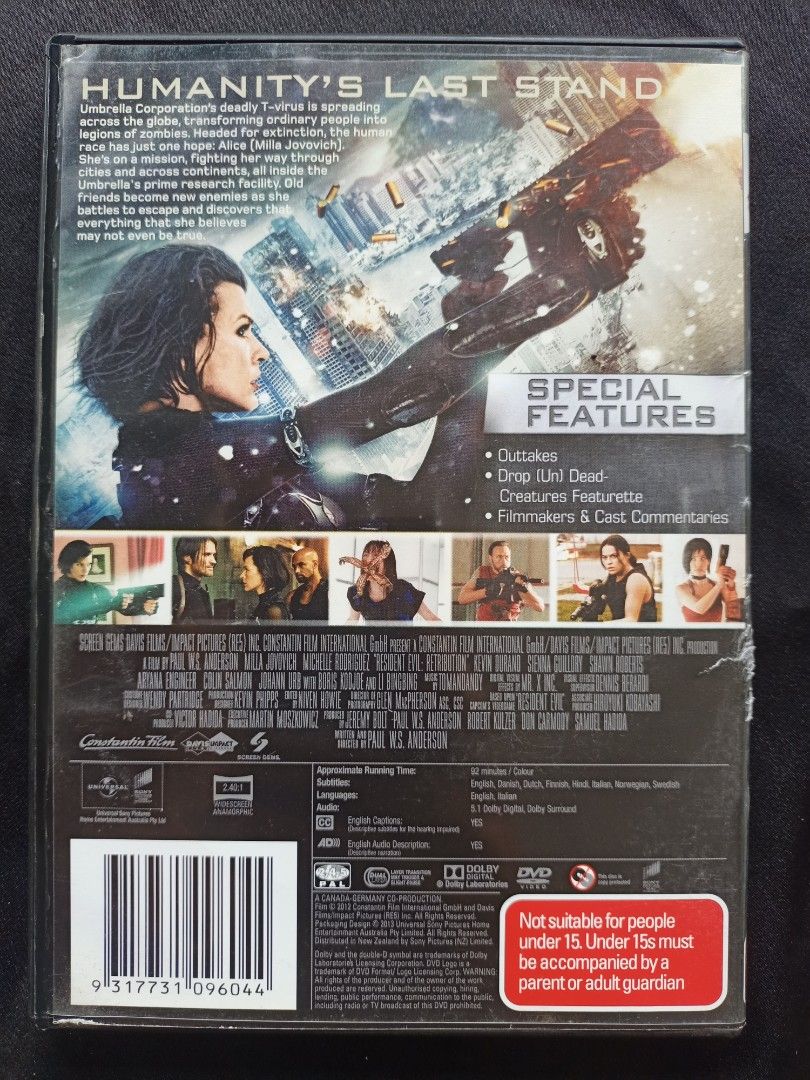 DVD Resident Evil : Retribution, Hobbies & Toys, Music & Media, CDs ...