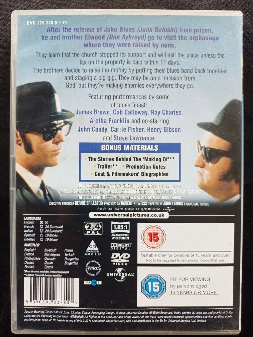 DVD The Blues Brothers, Hobbies & Toys, Music & Media, CDs & DVDs on ...