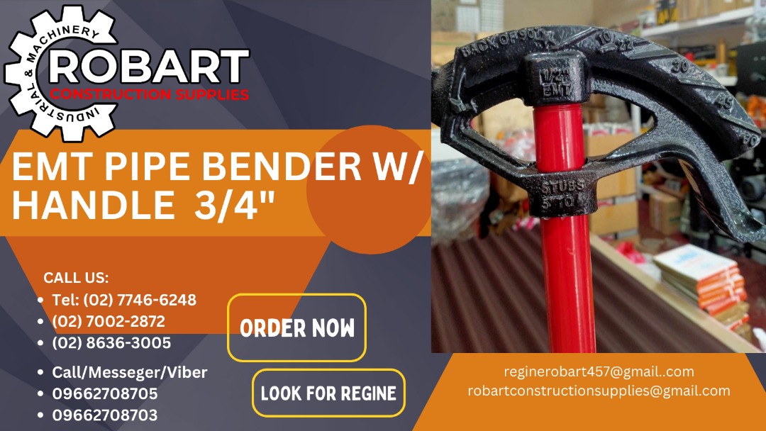 EMT PIPE BENDER WITH HANDLE 3/4", Commercial & Industrial, Construction ...
