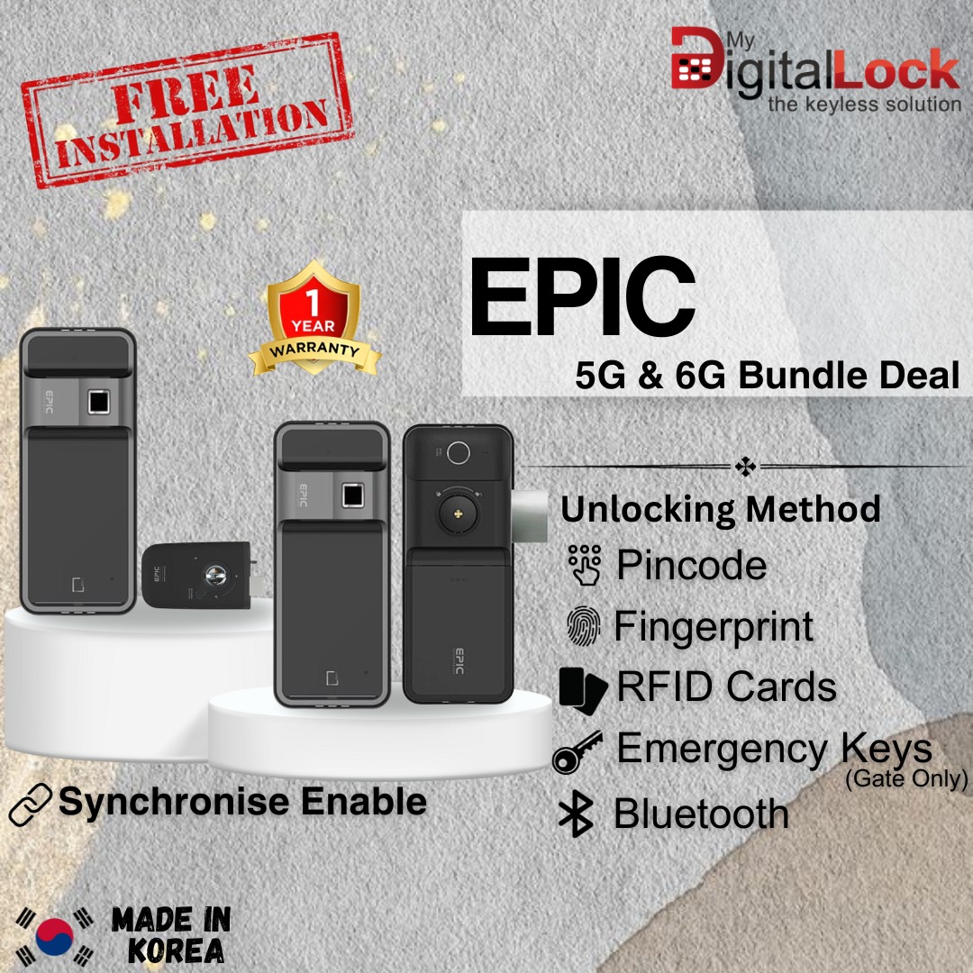Epic 5G Door Digital Lock + Epic 6G Pro Dual Fingerprint Gate Digital lock, Furniture & Home ...