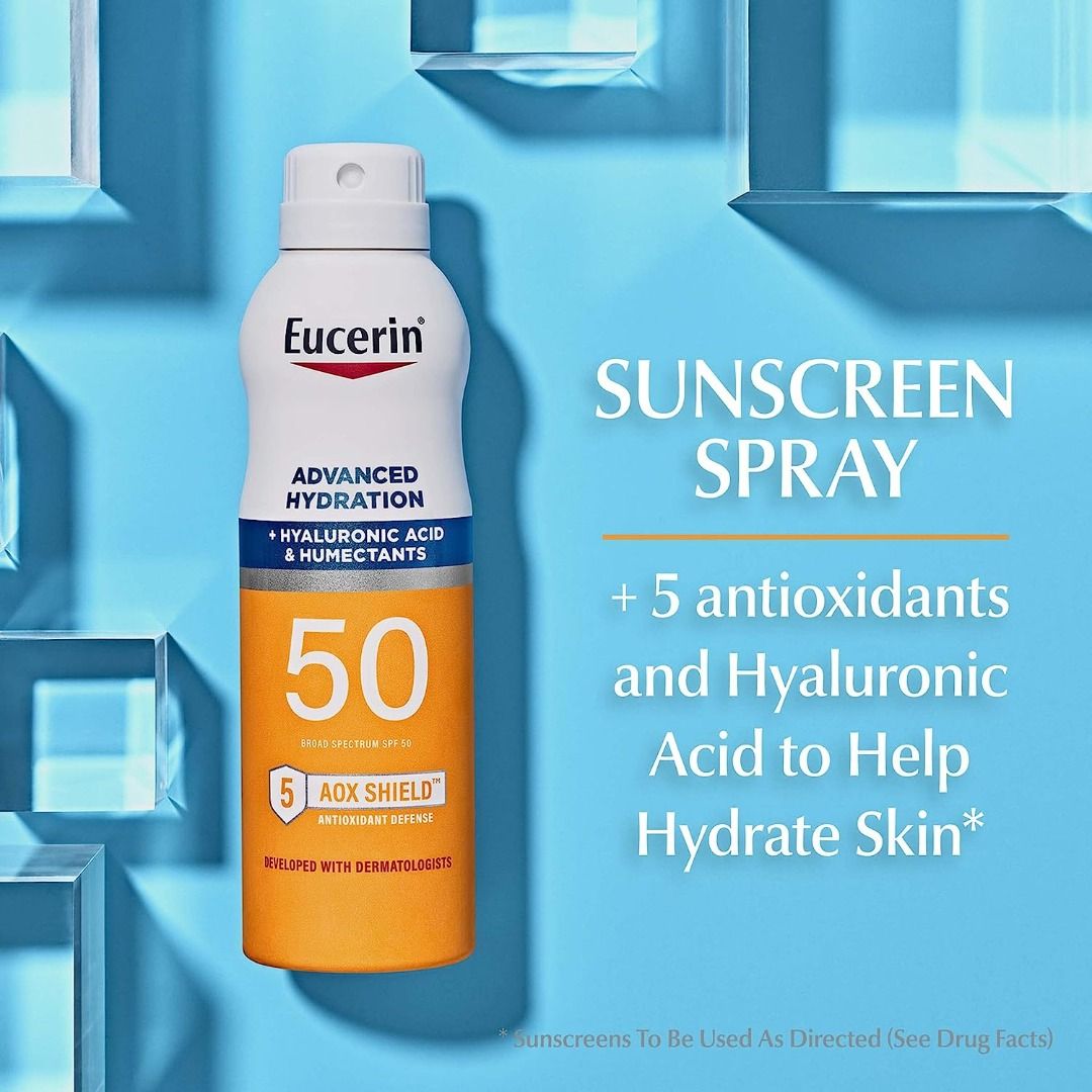 Eucerin Advanced Hydration Broad Spectrum SPF 50 Lightweight Sunscreen ...