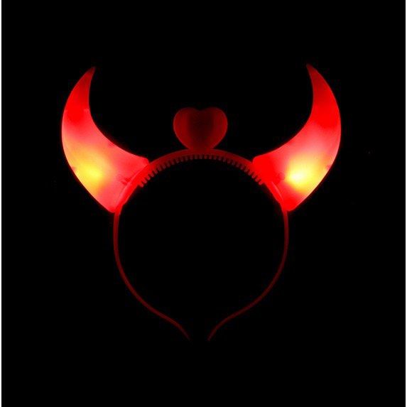Fashion LED Devil Horn Light Up Headband Flashing Horn Halloween ...
