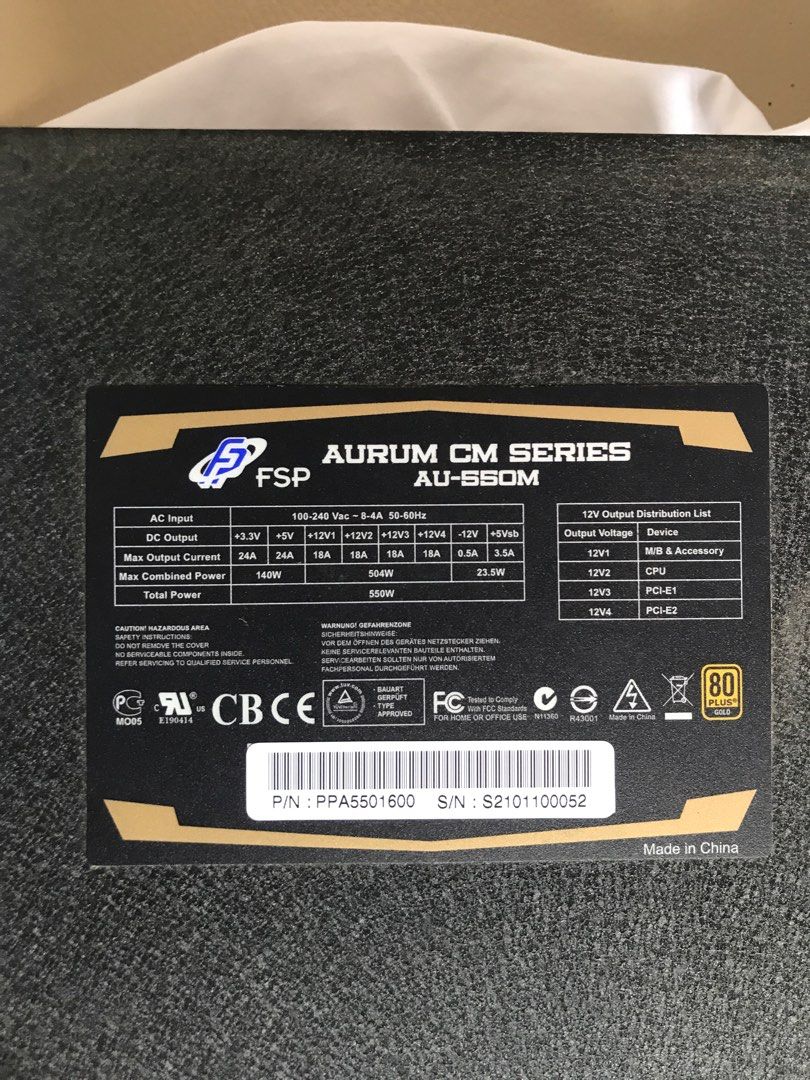 FSP Aurum Gols 550w modular, Computers & Tech, Parts & Accessories, Computer Parts on Carousell