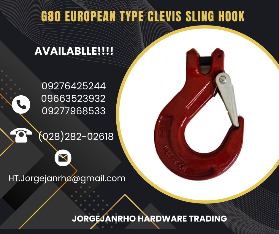 G80 EUROPEAN TYPE CLEVIS SLING HOOK, Commercial & Industrial, Construction Tools & Equipment on ...