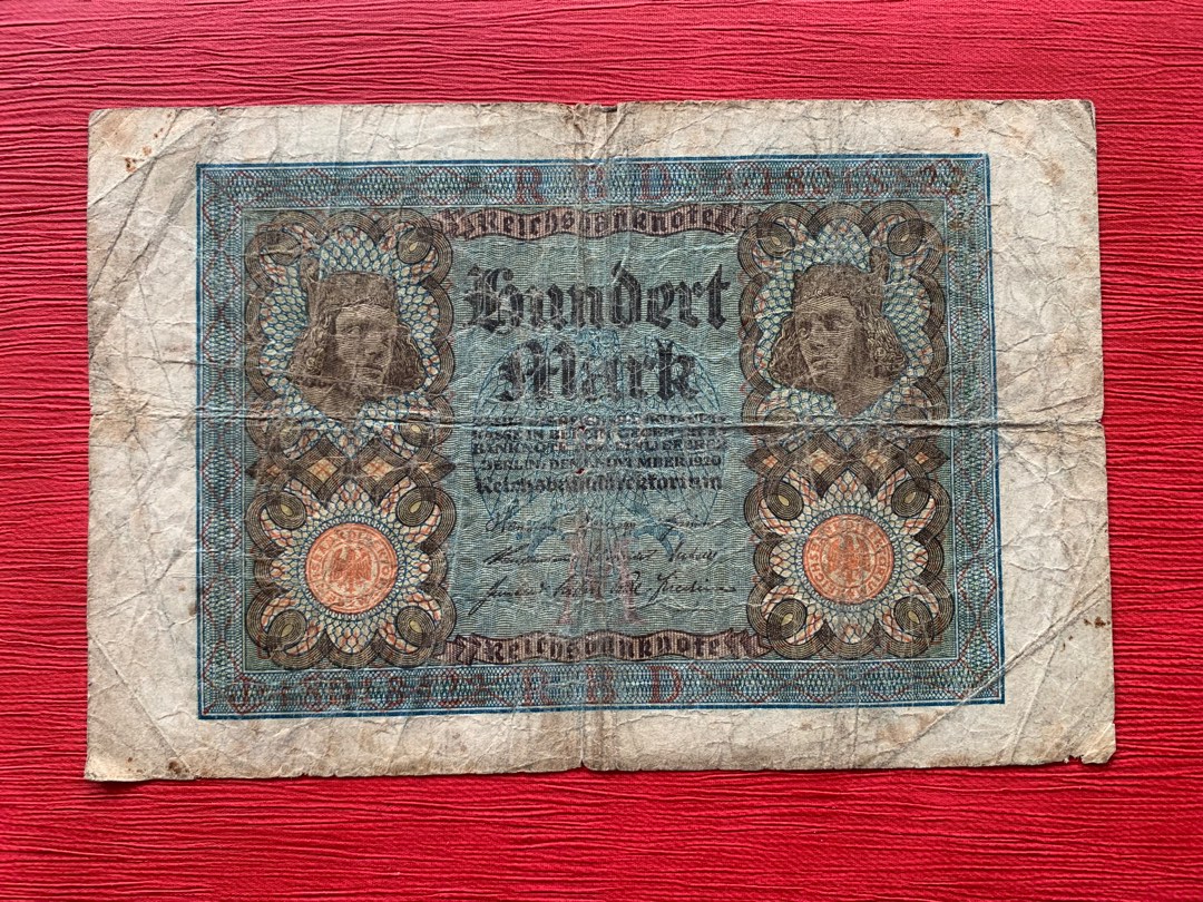 Germany 100 Mark Reichsbanknote 1920 F Banknote, Hobbies & Toys ...