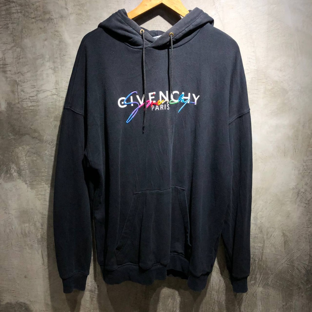 Givenchy Rainbow Signature embroidered hoodie, Luxury, Apparel on Carousell