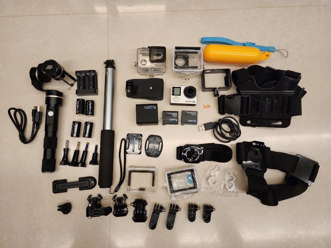 GoPro Hero 4 BLACK 4K camera with Feiyu 3-Axis Gimbal and Chest/Head ...