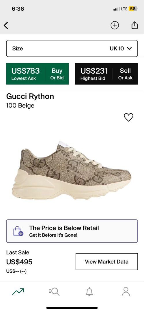 Gucci Rython Beige, Women's Fashion, Footwear, Sneakers on Carousell