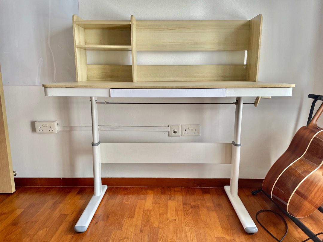 Height adjustable Study/ Work Table with storage drawer, Furniture ...