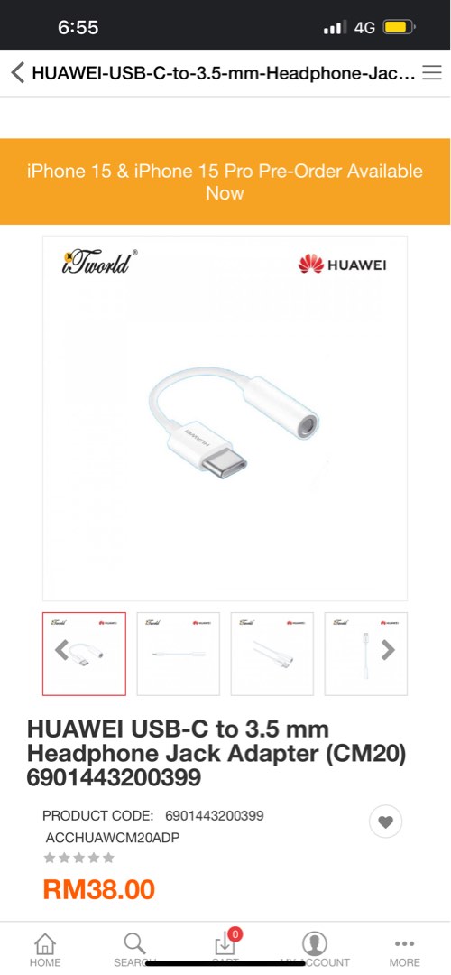 Huawei USB-C to 3.5mm Headphone Jack, Mobile Phones & Gadgets, Mobile ...