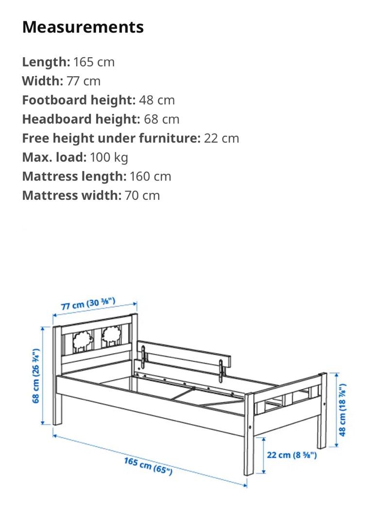 Ikea Single Bed Frame with mattress for kids, Furniture & Home Living ...